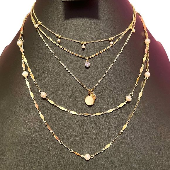 Express | Jewelry | Nwtexpress Gold Tone Multistrand Pearl Rhinestone ...